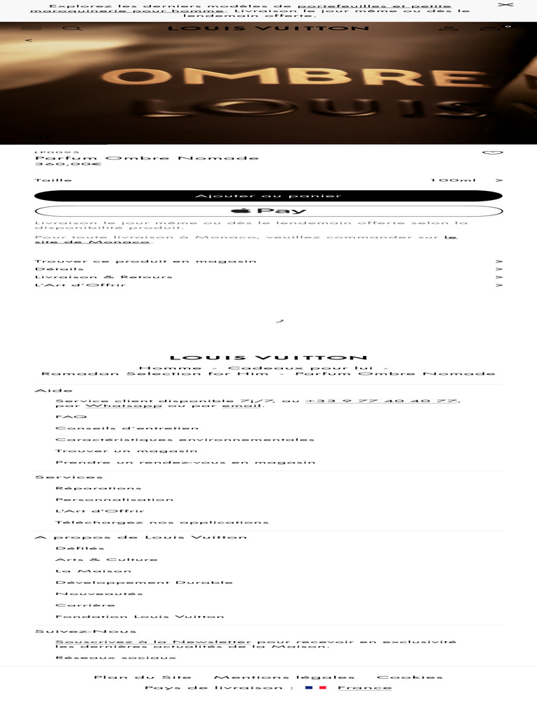 Parfum Boisé Ombre Nomade Pour Homme & Femme LOUIS VUITTON | PDF