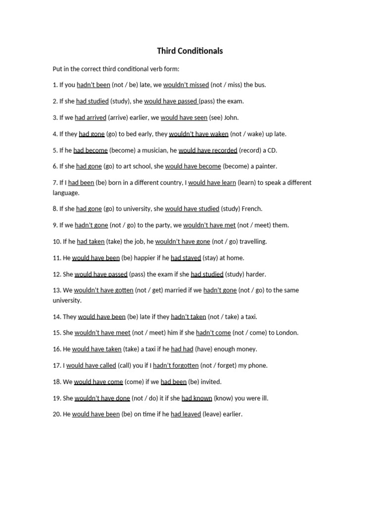 Third Conditionals | PDF