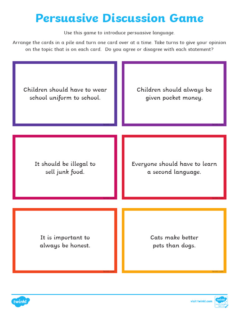 Cfe2 e 172 Persuasive Discussion Game | PDF