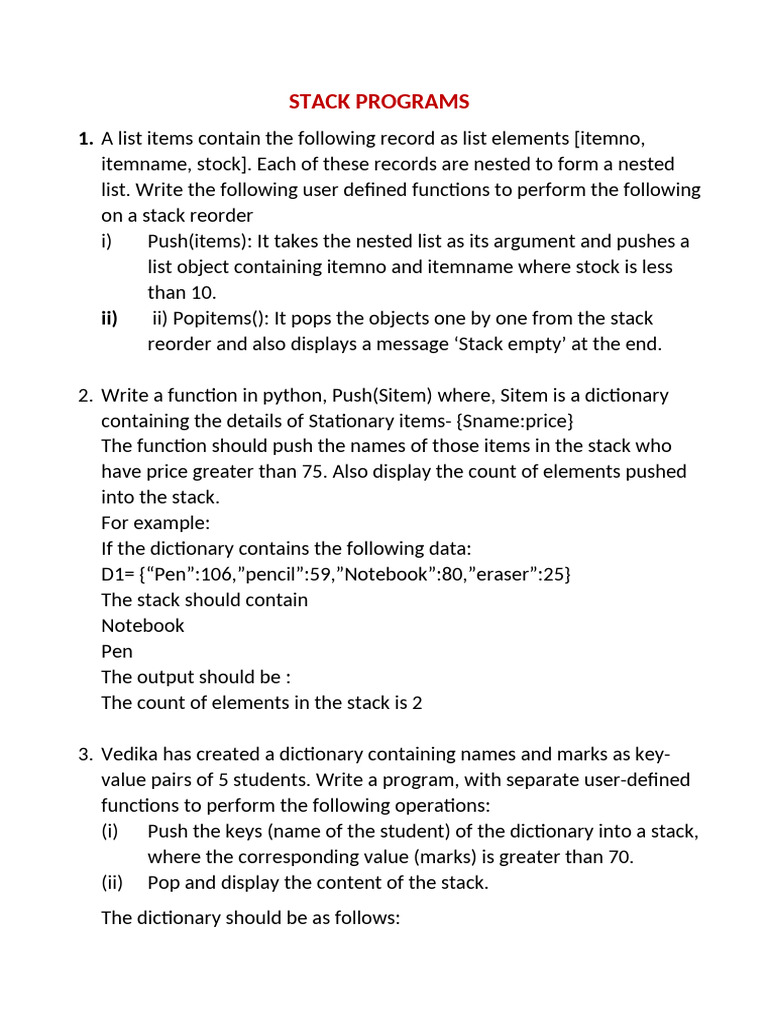 Stack Programs | PDF