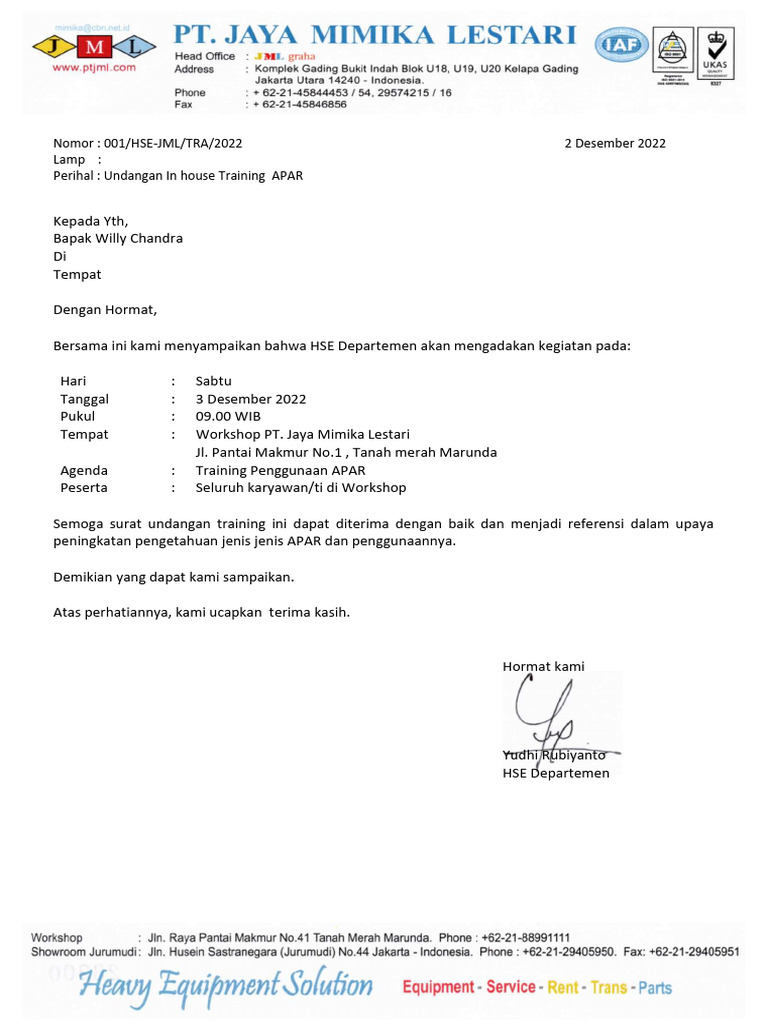 Laporan Training APAR | PDF