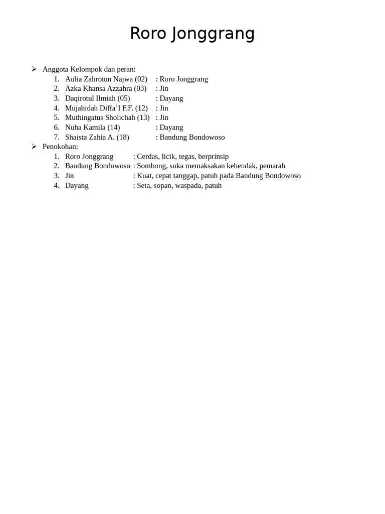 Roro Jonggrang | PDF