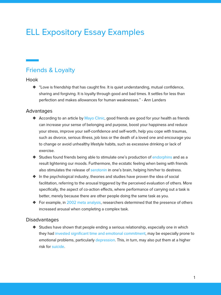 ELL Expo Essay Examples | PDF