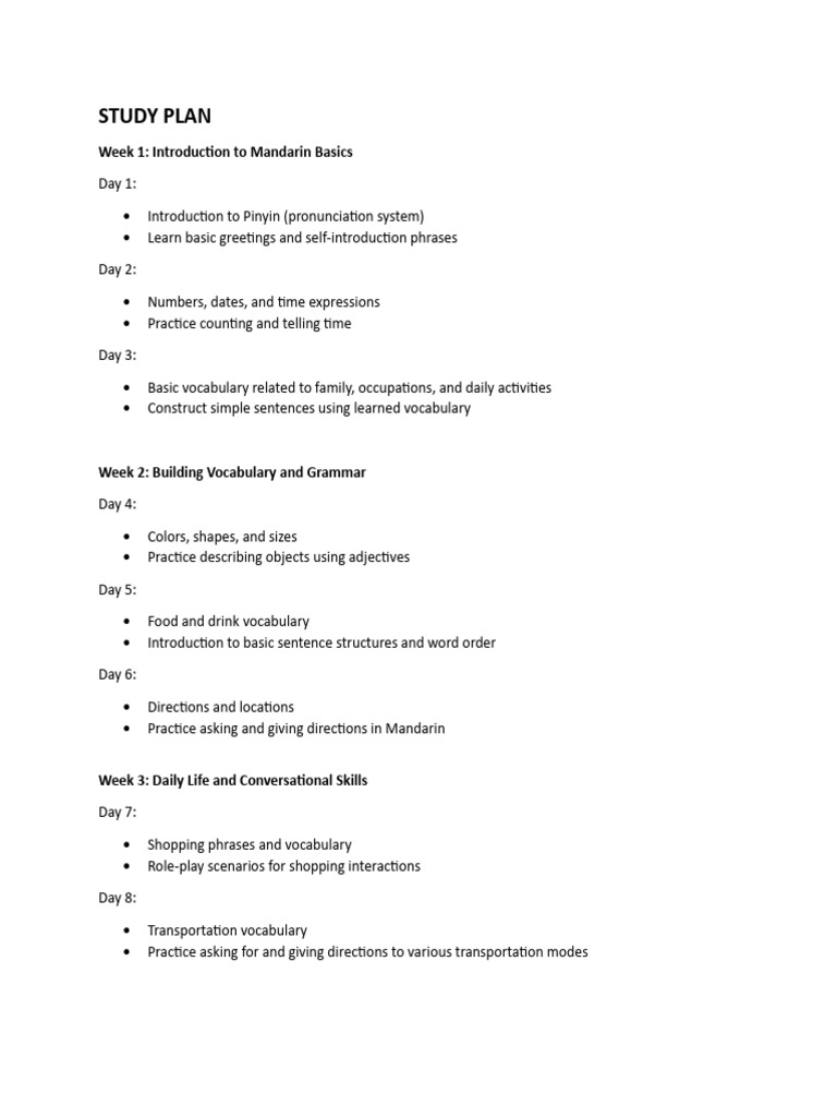 Study Plan | PDF