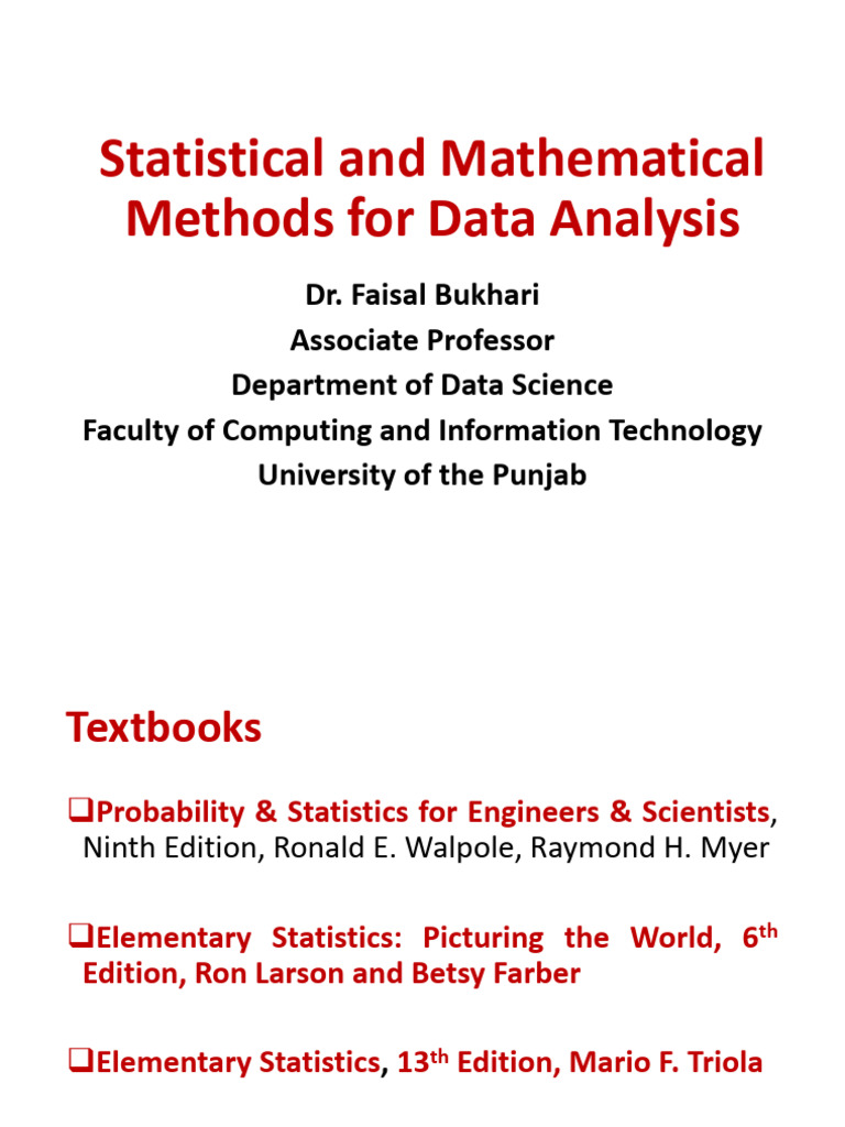 Data Science Statistical Methods Overview Pdf Statistics Data