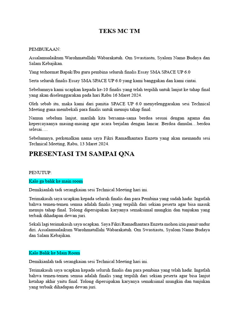 A Teks MC TM Dan Final | PDF
