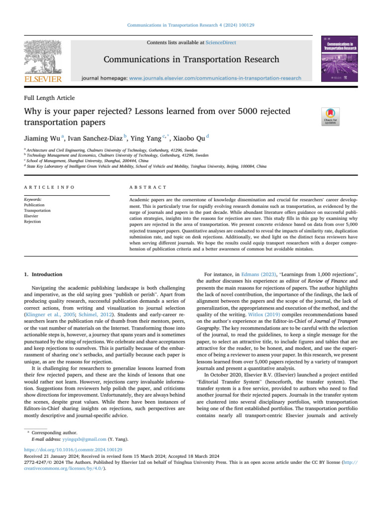 Why is your paper rejected? Lessons learned from over 5000 rejected ...