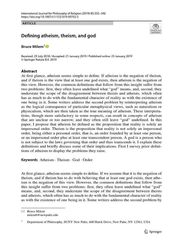 Defining Atheism, Theism, and | PDF