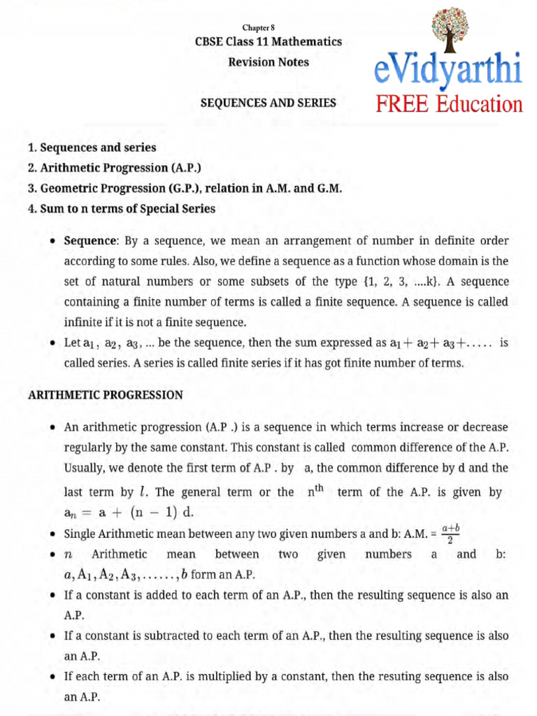 Class 11 Chapter 8 Maths Important Formulas | PDF