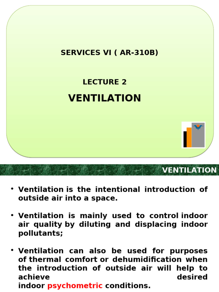 Lecture 2 Ventilation | PDF