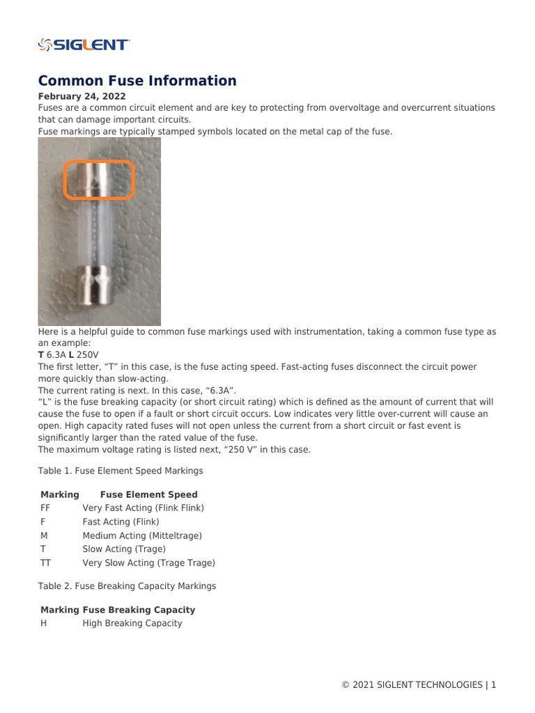 Common Fuse Information | PDF | Technology & Engineering