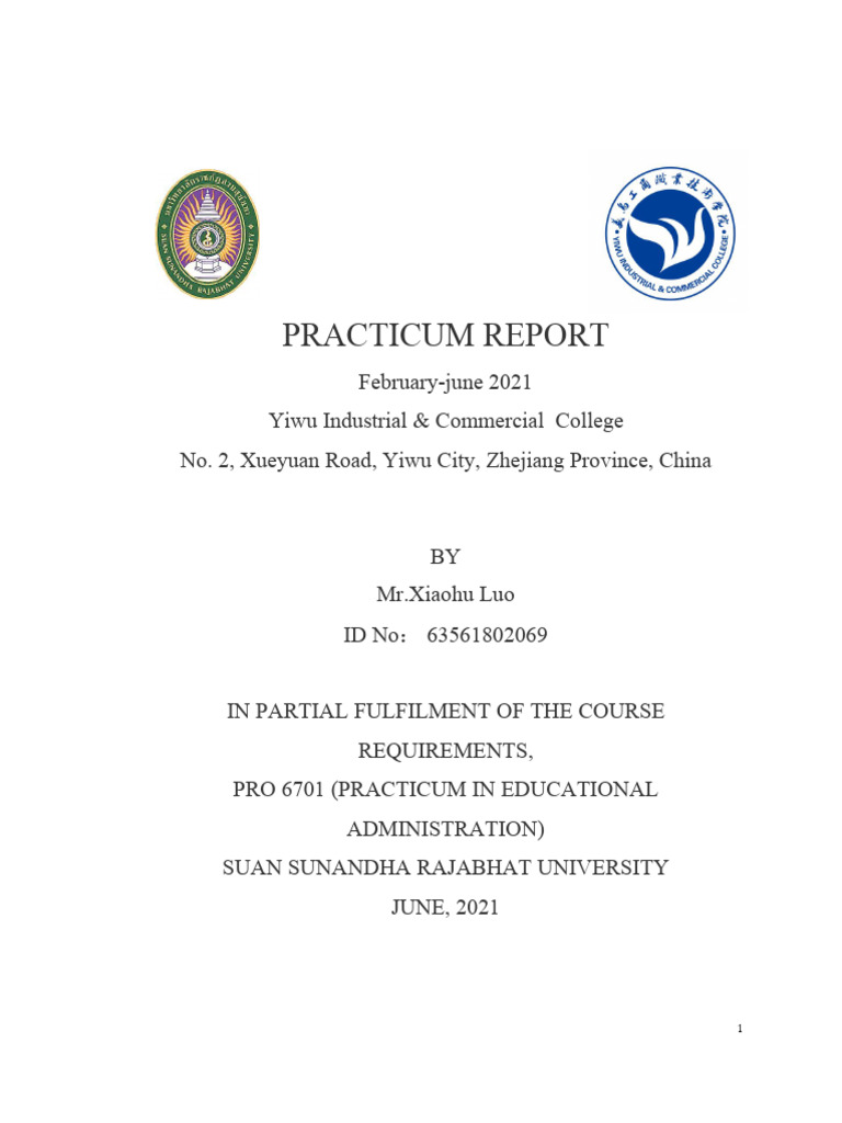 Practicum Report: Logo of The School/ Organizatio N | PDF