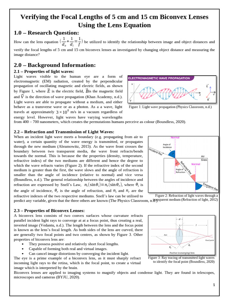 Focal Length of Lens Report | PDF