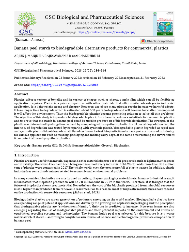 Plastic Bio Using Banana | PDF