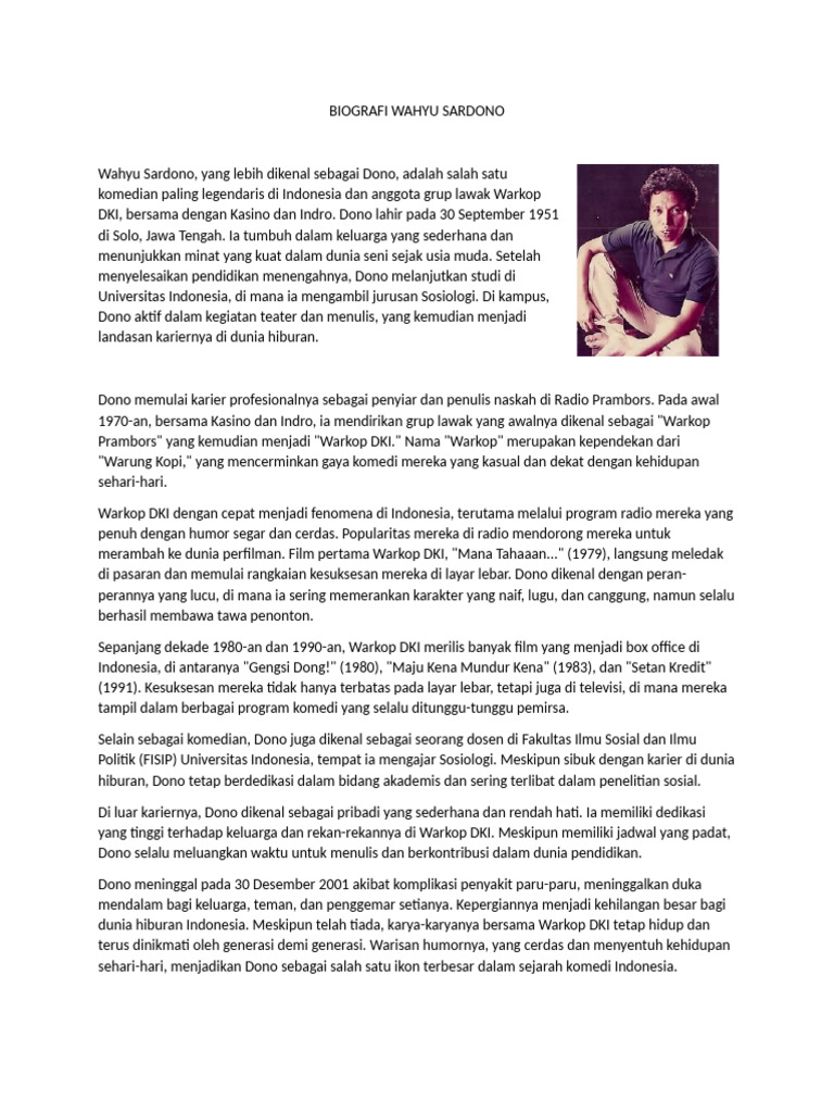 Biografi Wahyu Sardono | PDF
