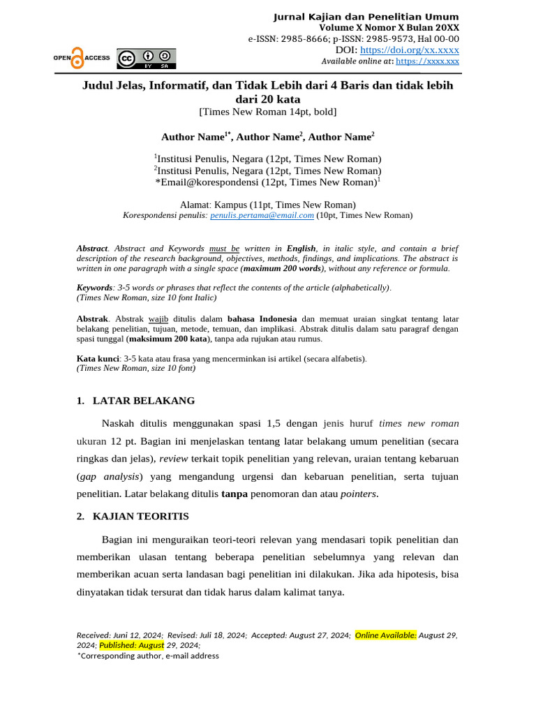 2. Template Artikel Jurnal Kajian dan Penelitian Umum | PDF