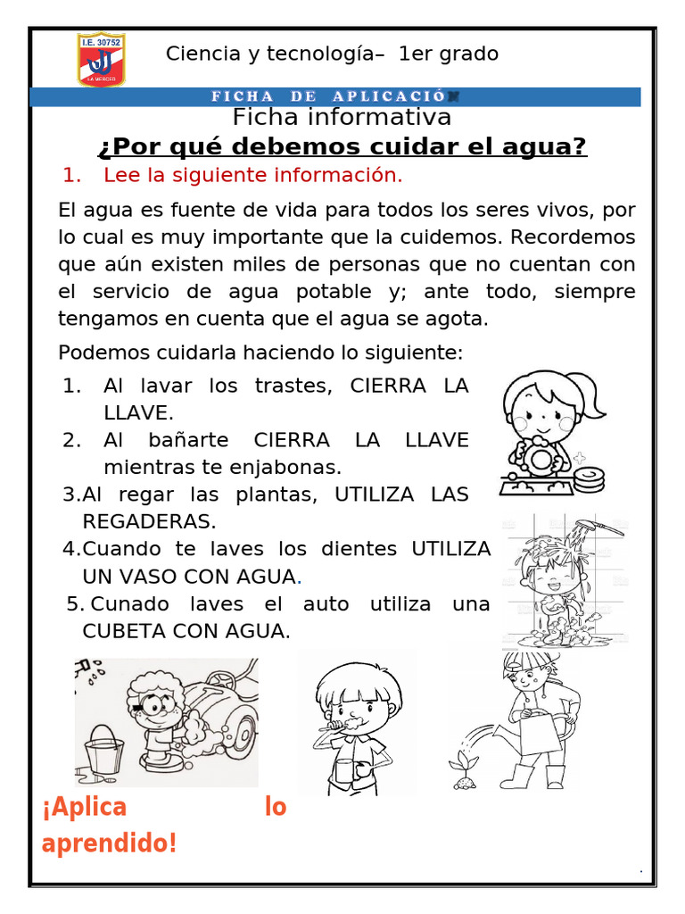 Ficha Ciencia y Tecnología Porqué Debemos Cuidar El Agua | PDF ...