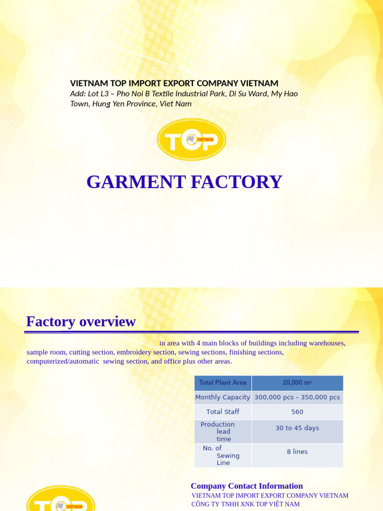 Top Garment Factory Profile - 2023 | PDF