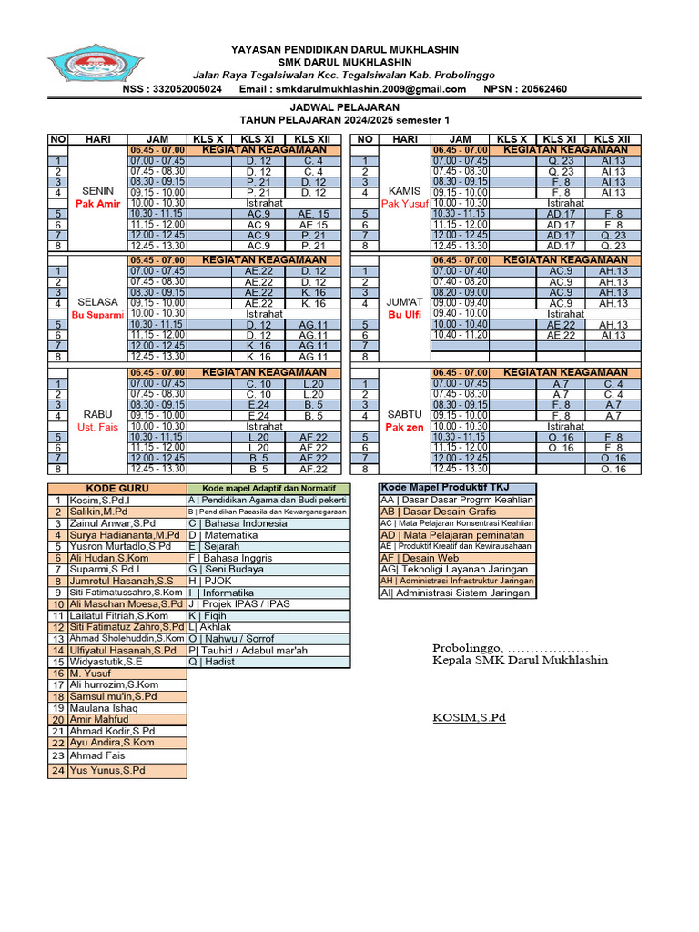 Jadwal KBM SMK DM Baru | PDF