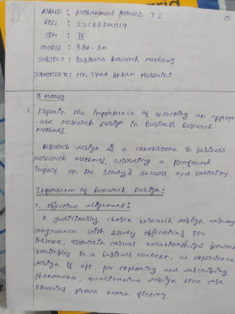 Business Research Methods Assignment | PDF