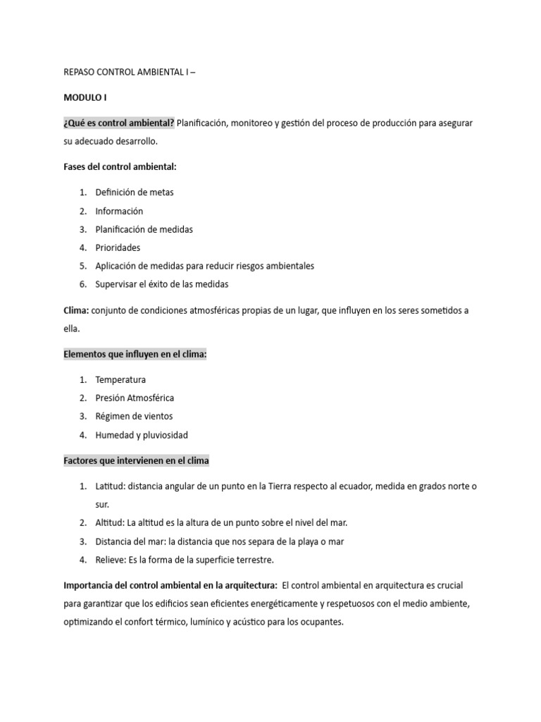 REPASO CONTROL AMBIENTAL | PDF