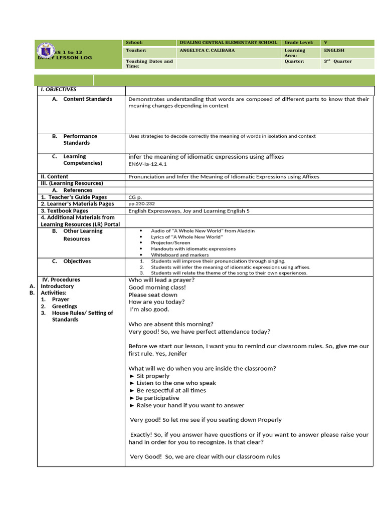 week 2 B (LESSON PLAN) | PDF