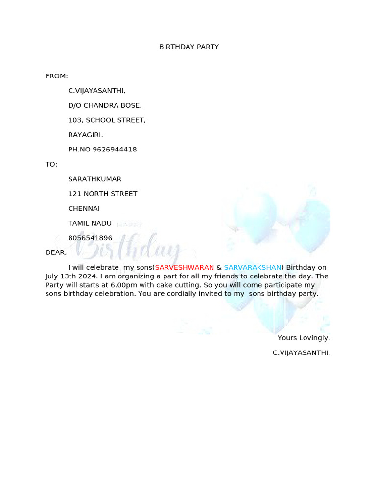 Birthday Party | PDF