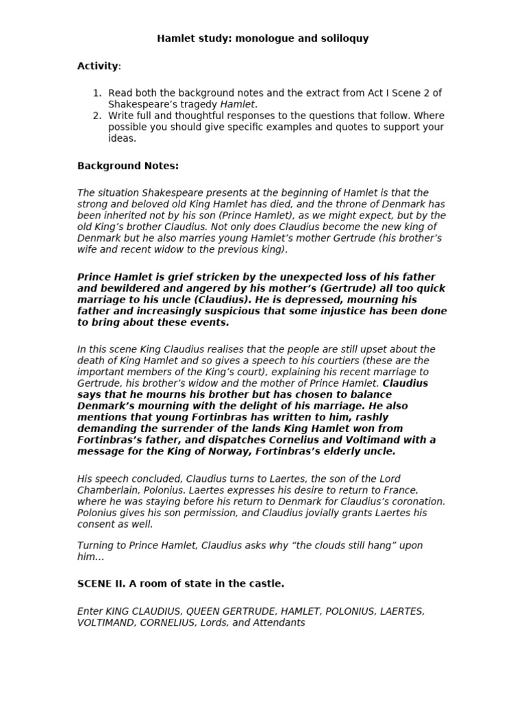 Hamlet study- monologue and soliloquy_2024 | PDF