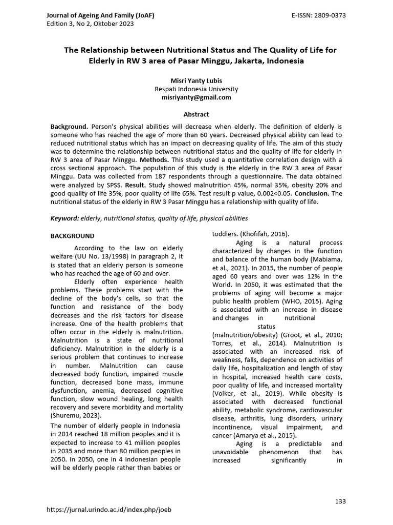 The Relationship Between Nutritional Status and TH | PDF