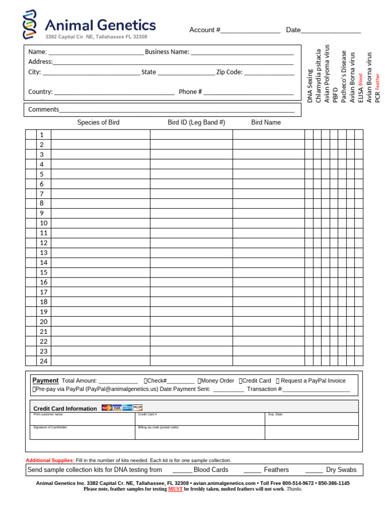 Avian Bulk Form | PDF