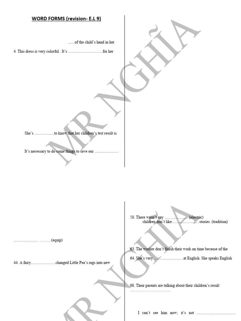 BT On Word Forms Lop 9 New | PDF