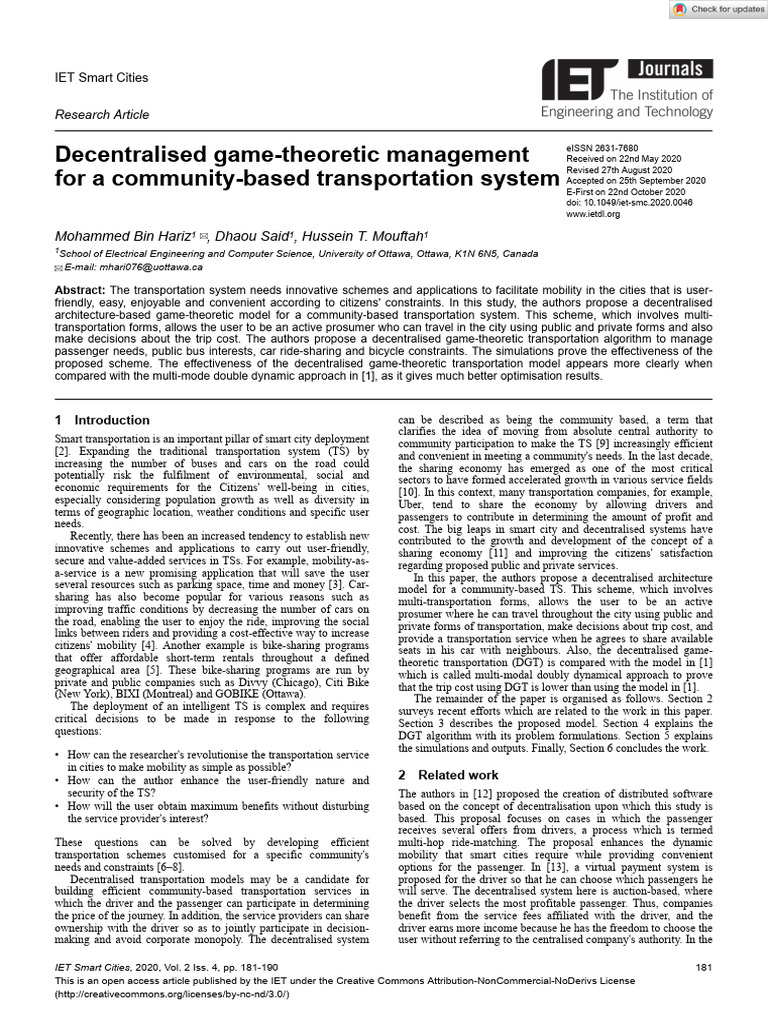 26 IET Smart Cities - 2020 - Bin Hariz - Decentralised Game Theoretic ...