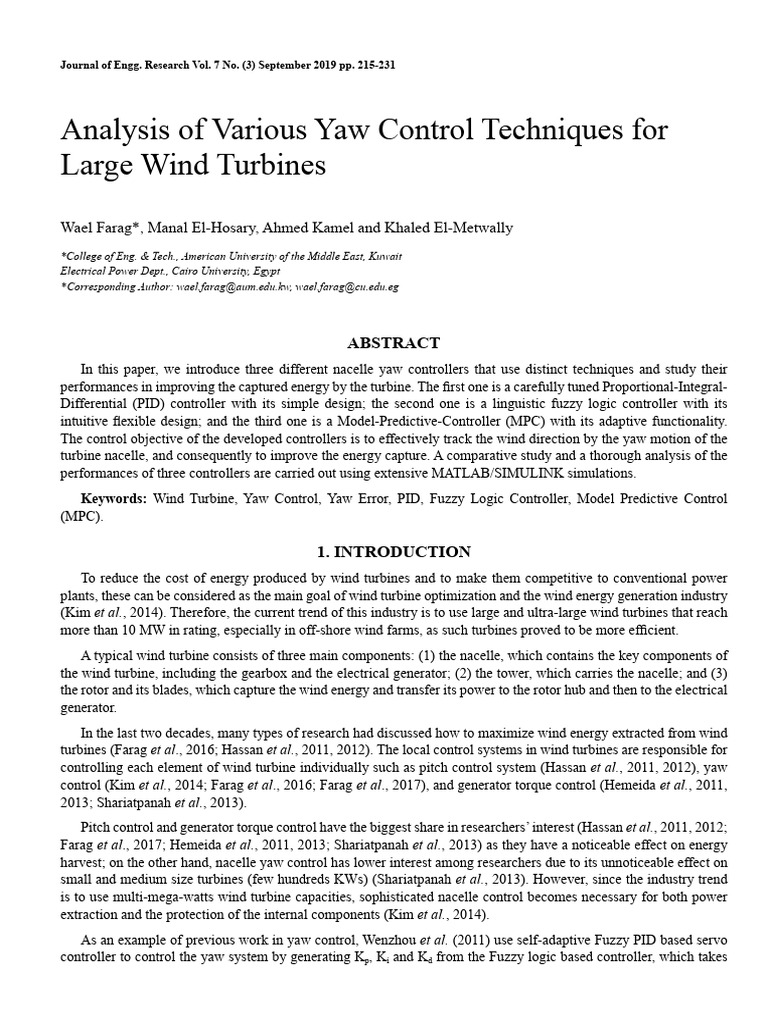 Analysis of Various Yaw Control Techniqu | PDF