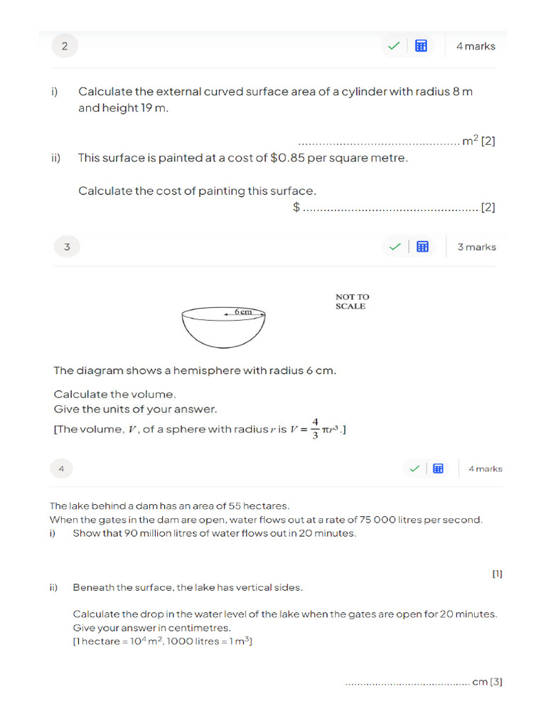 Curved 3d Solid Worksheet Igcse | PDF