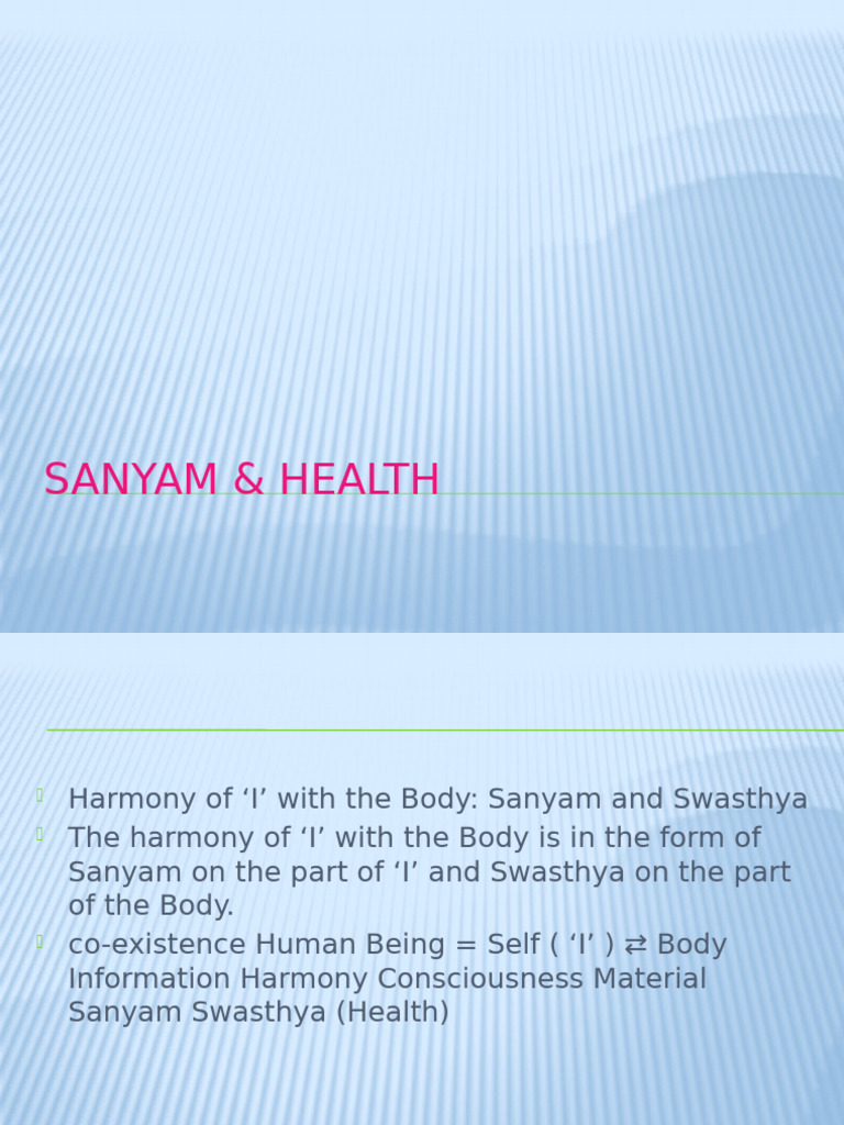 Sanyam & Health UHV | PDF