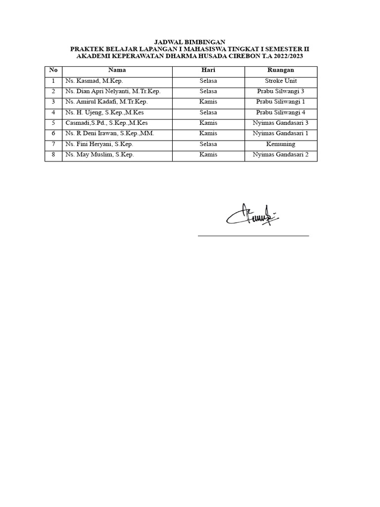 Jadwal Bimbingan RS | PDF