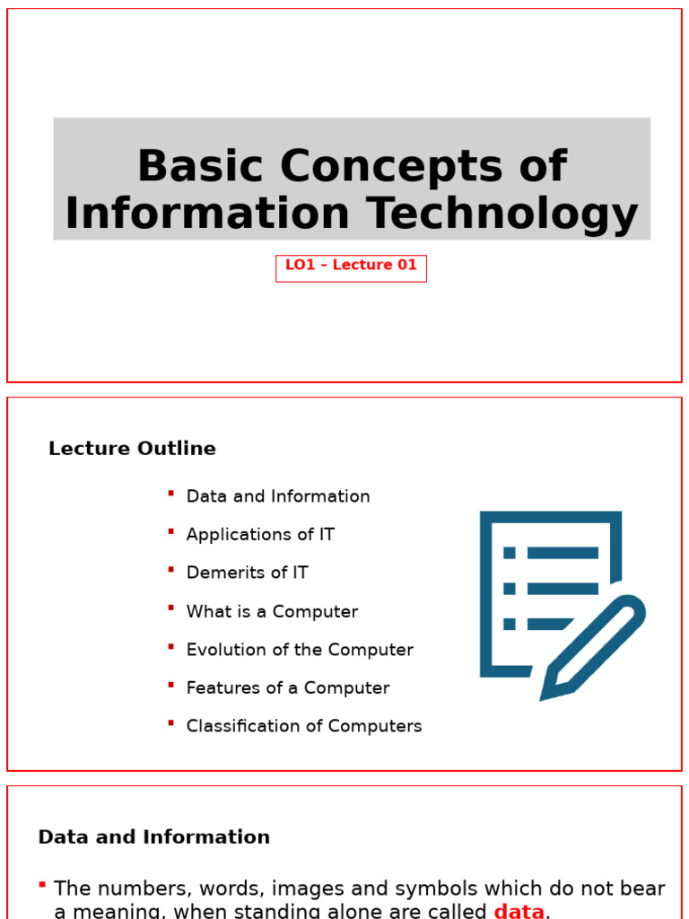 L01 - Basic Concepts of Information Technology | PDF