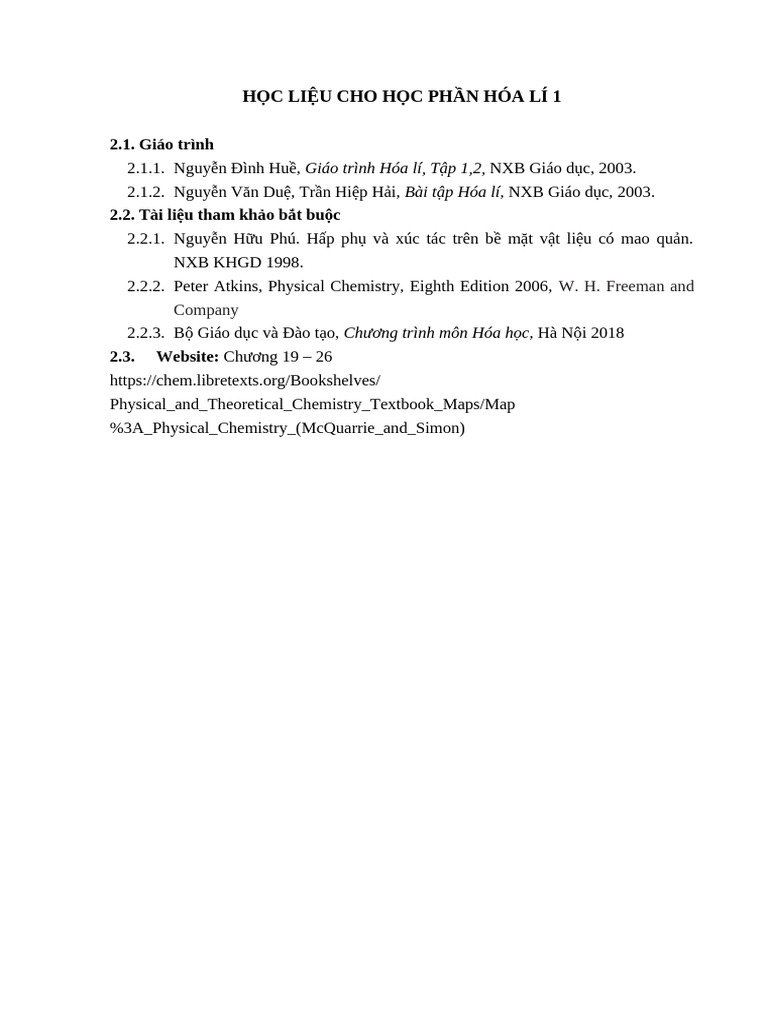 Hoc Lieu Cho Hoa Li 1 | PDF