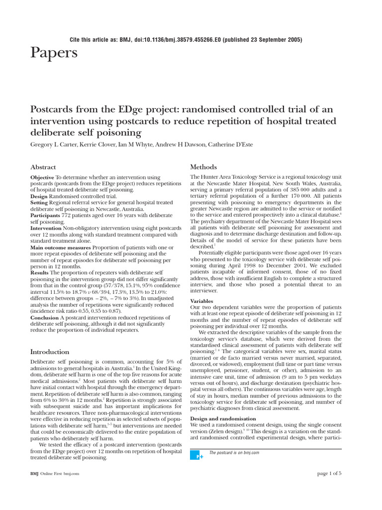 Carter Et Al. 2005 - Postcards From the Edge Project | PDF