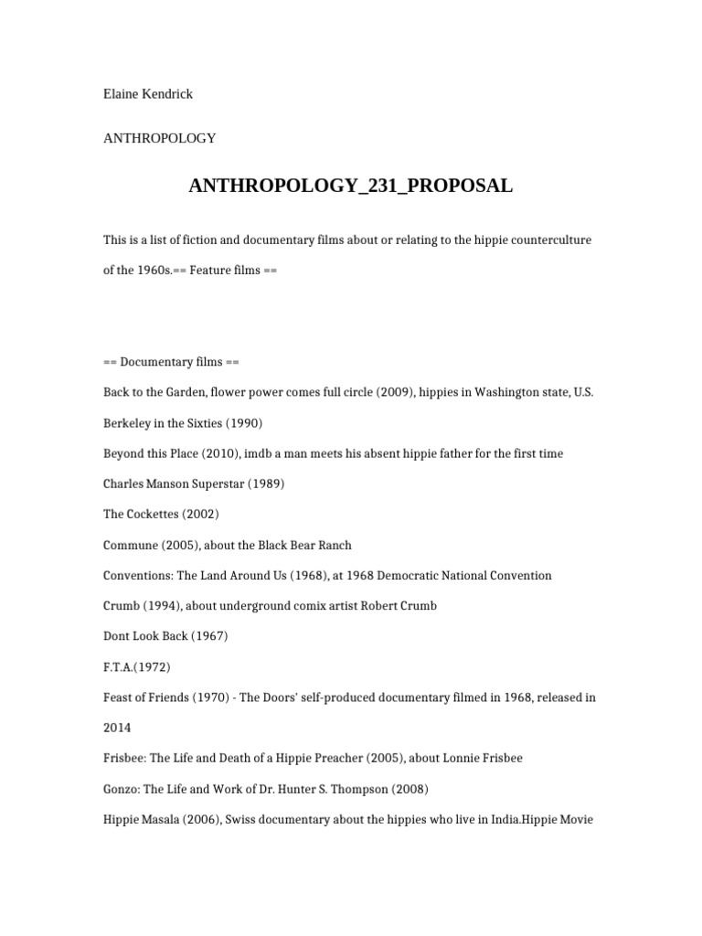 Anthropology 231 Proposal | PDF