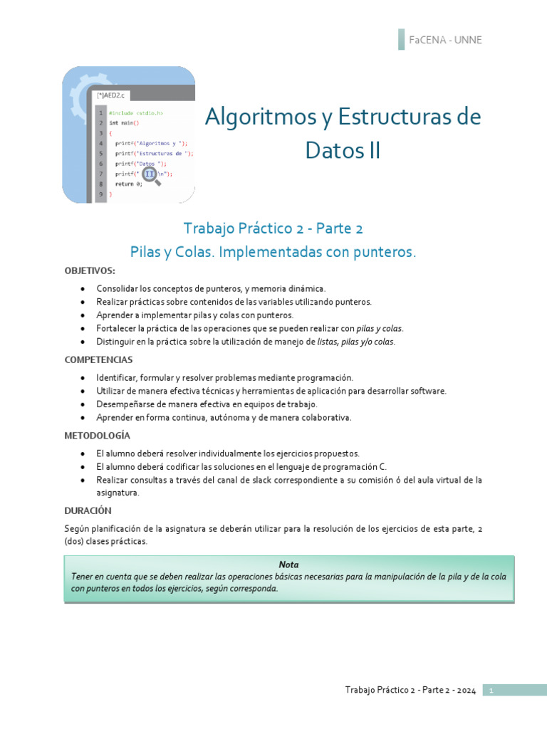 TP2 - Parte2 - Pilas y Colas Con Punteros | PDF