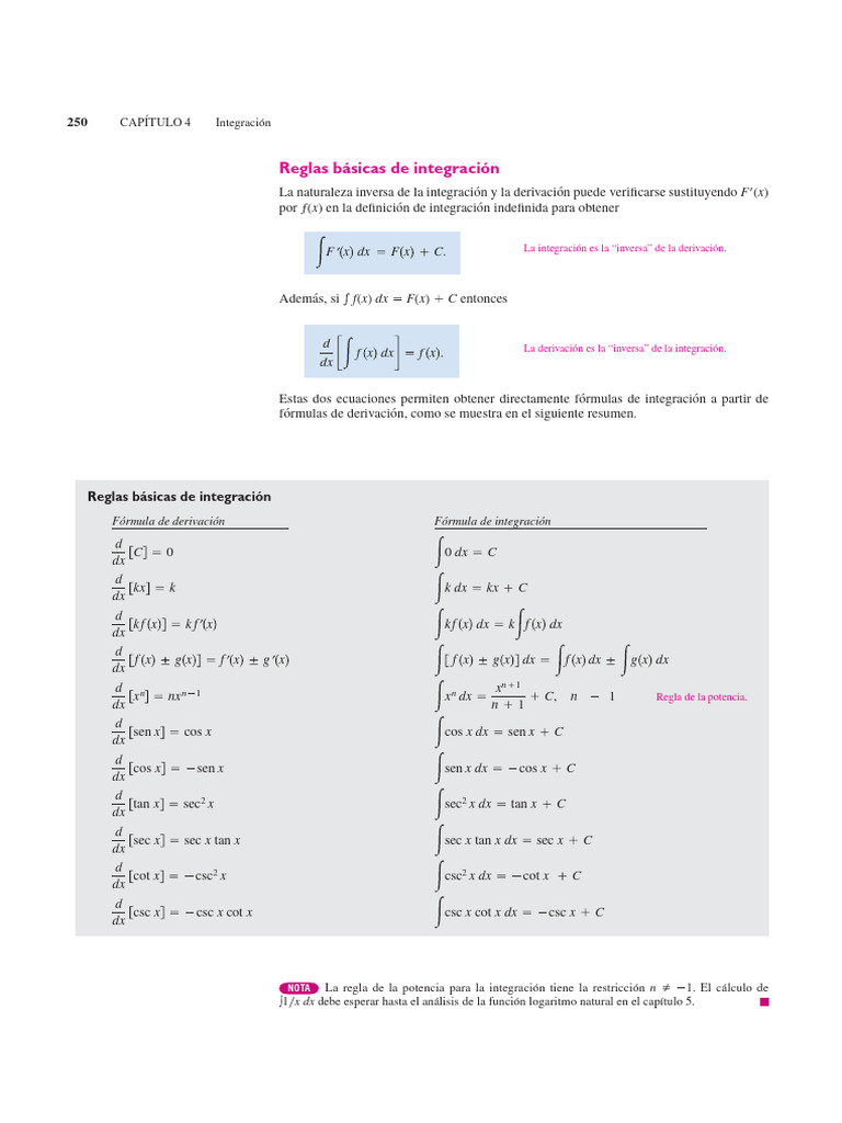 Reglas Básicas de Derivación e Integración - 100804 | PDF | Integral | Exponenciación