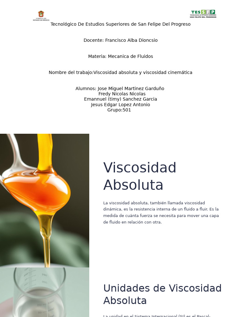 Viscosidad Absoluta y Viscosidad Cinemática | PDF | Viscosidad | Líquidos