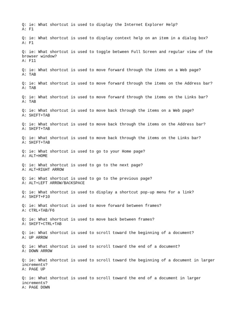 Internet Explorer via Keyboard | PDF