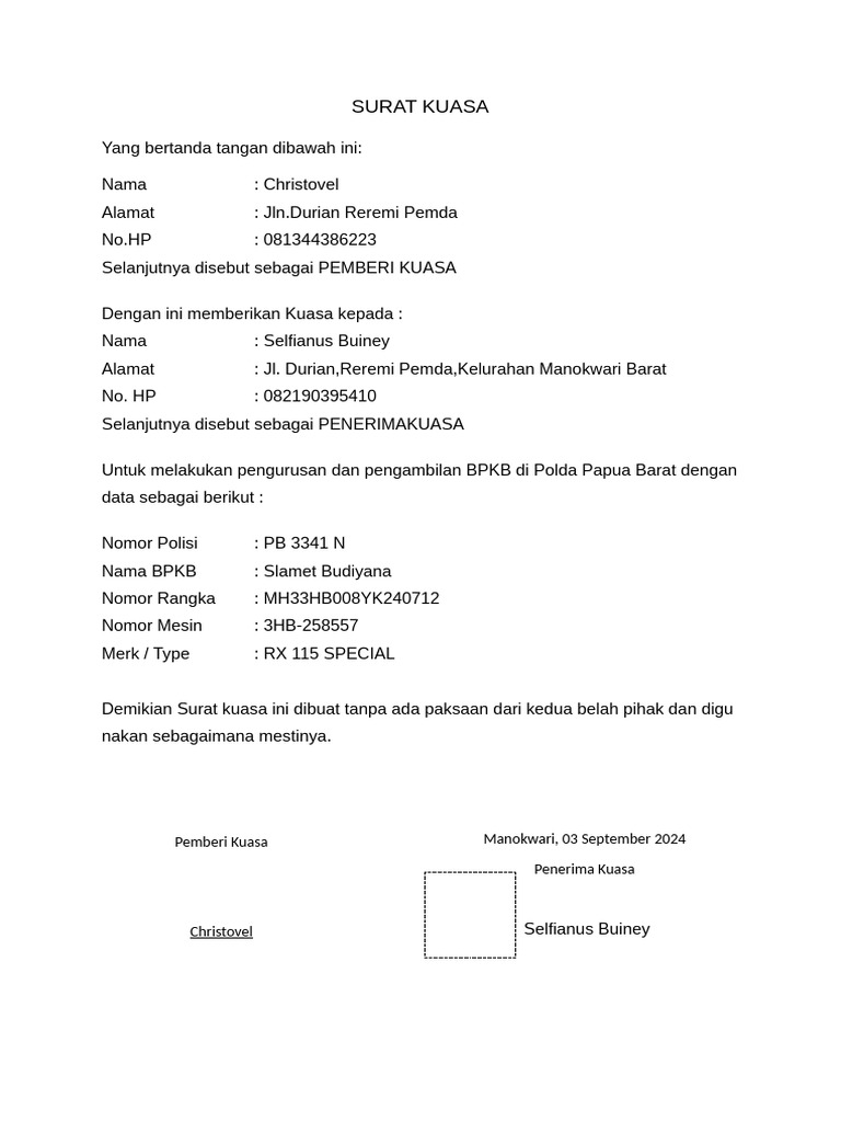 Surat Kuasa | PDF