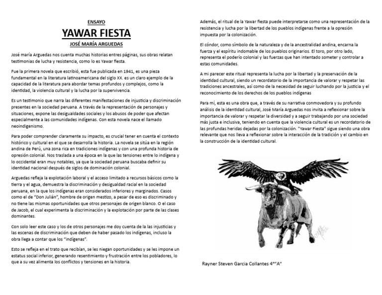 Ensayo de Yawar Fiestas | PDF