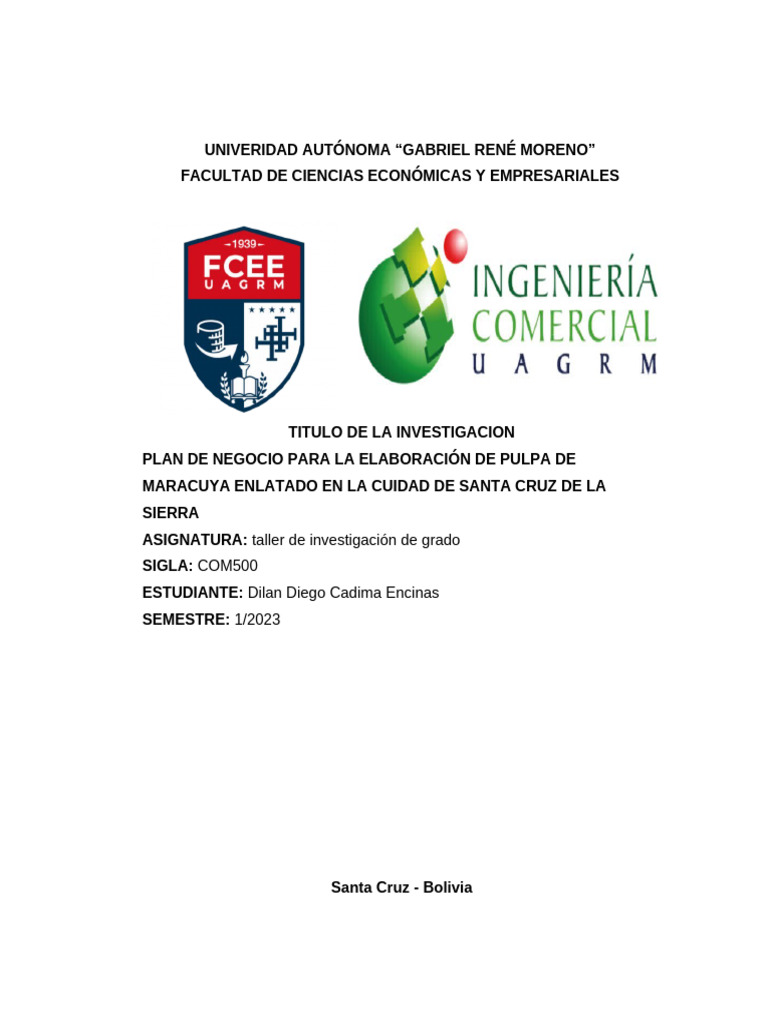 Presentacion Final Taller de Grado Dilan Diego Cadima | PDF