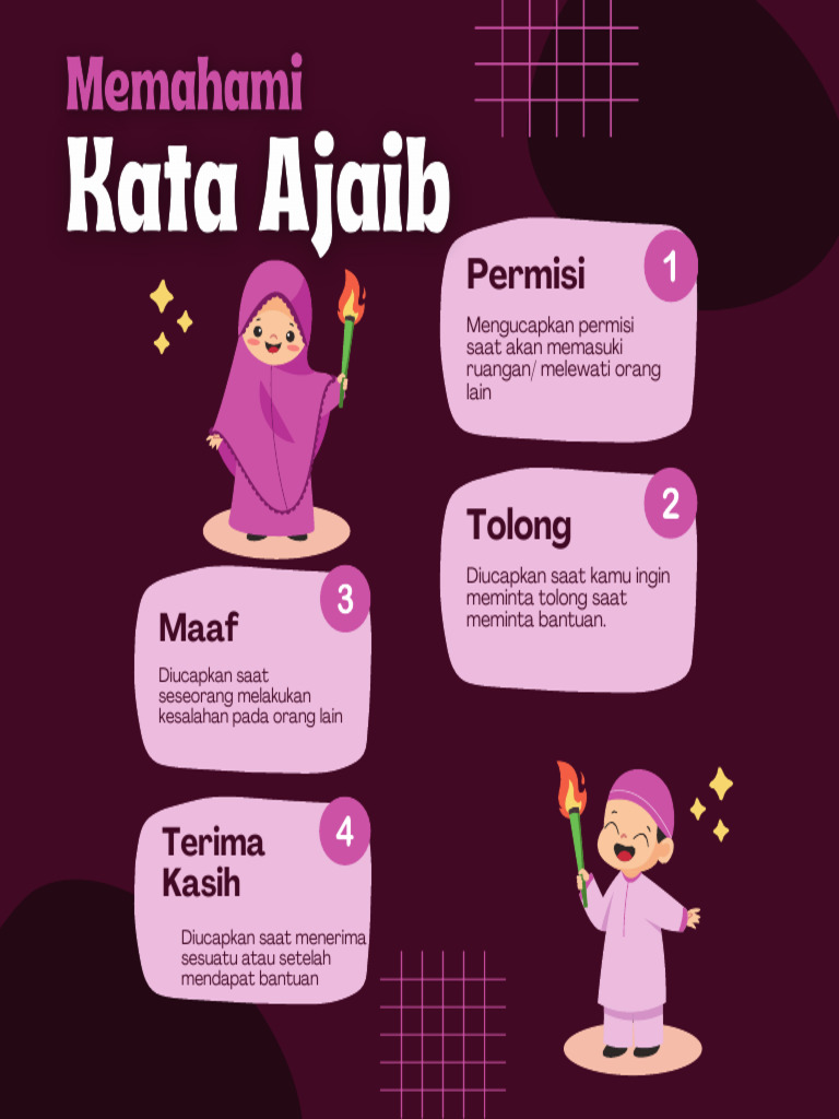 Ungu Ilustrasi Memahami Kata Ajaib Poster Sekolah | PDF