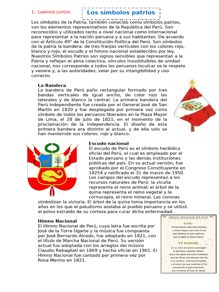 Leemos Simbolos Patrios | PDF