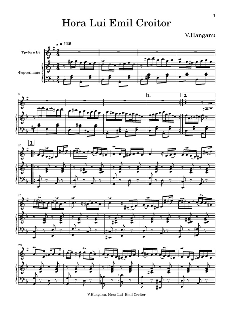 V.Hanganu. Hora Lui Emil Croitor | PDF